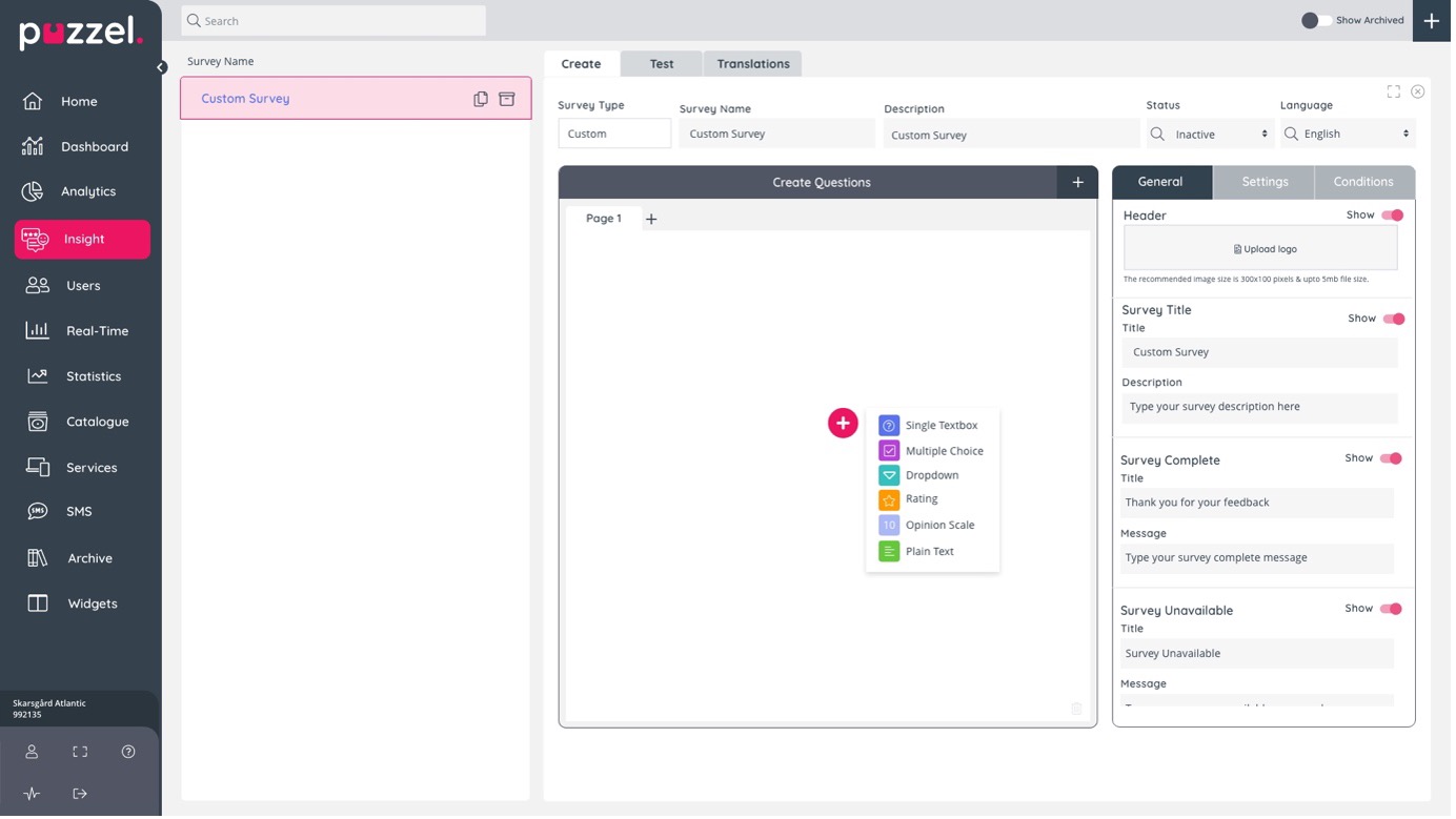 Survey Templates | Puzzel Help Centre